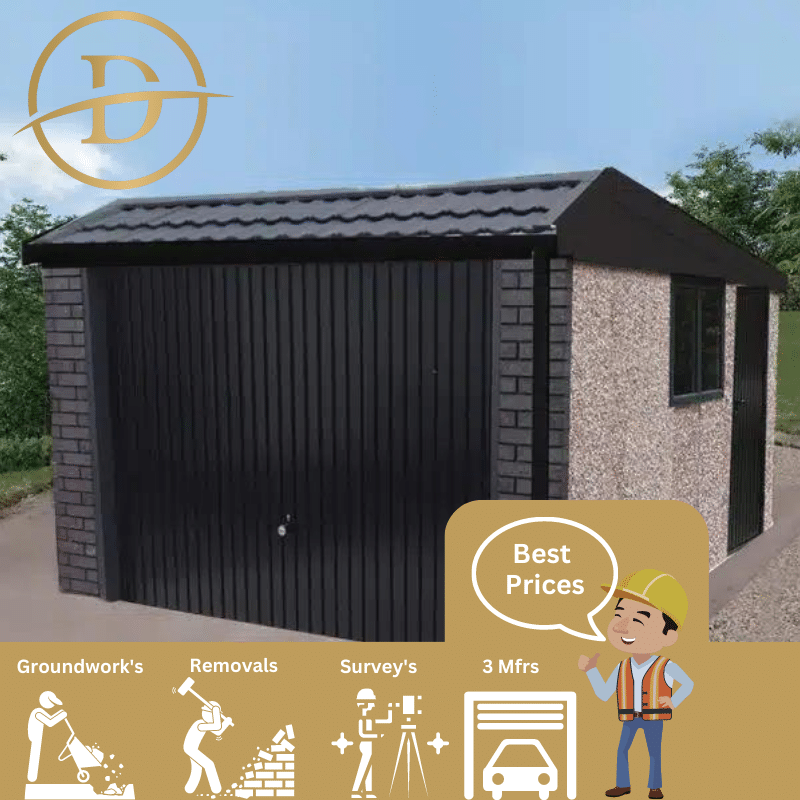 Graphite Duke Garage With Grey Anthracite PVC & Black Doors